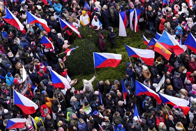 An anti-government protest in Czech capital draws thousands