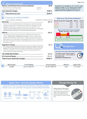 Hydro One unveils simplified electricity bills