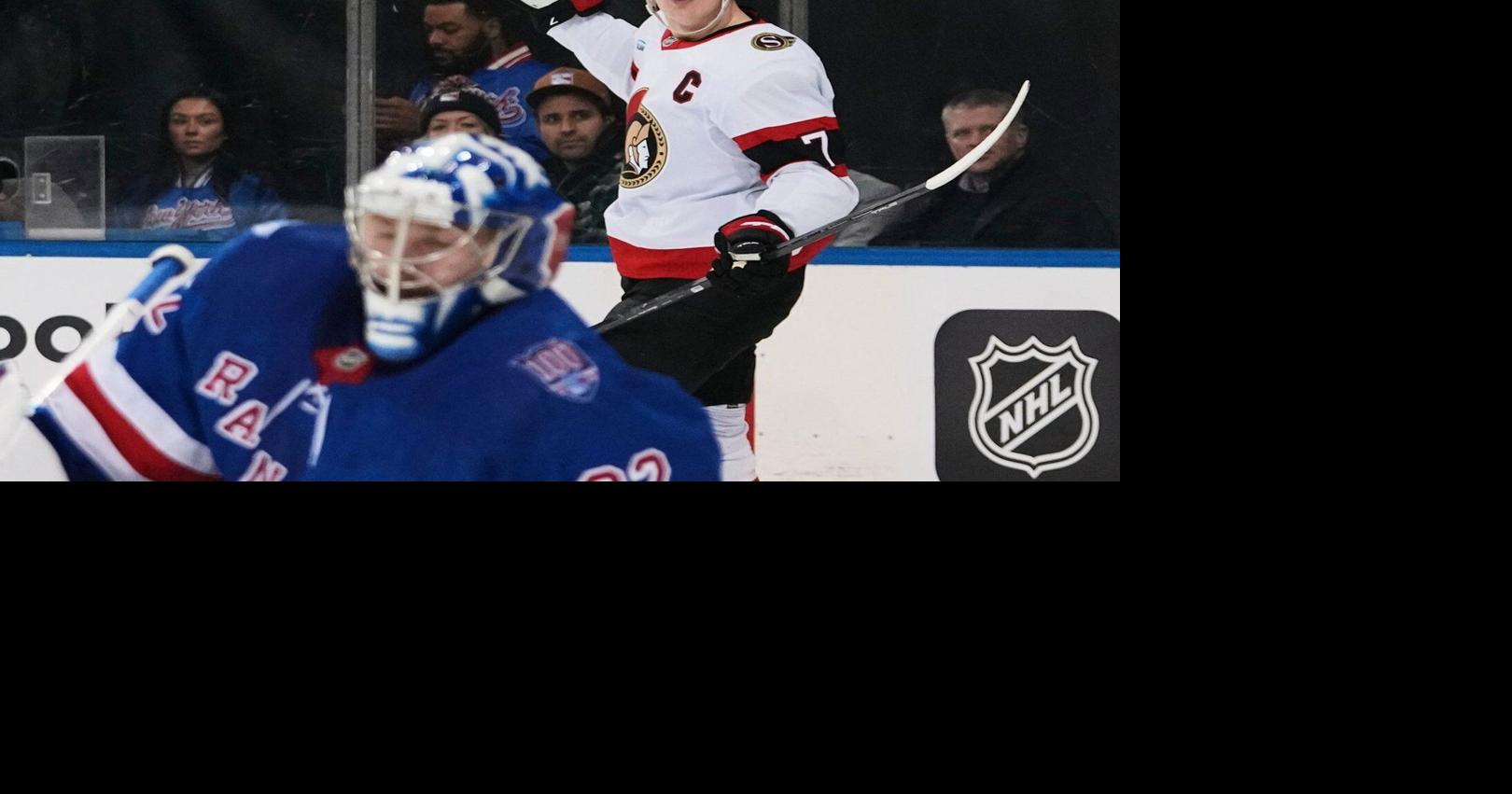 Brady Tkachuk scores his 200th goal as the Senators beat the Rangers 8-4