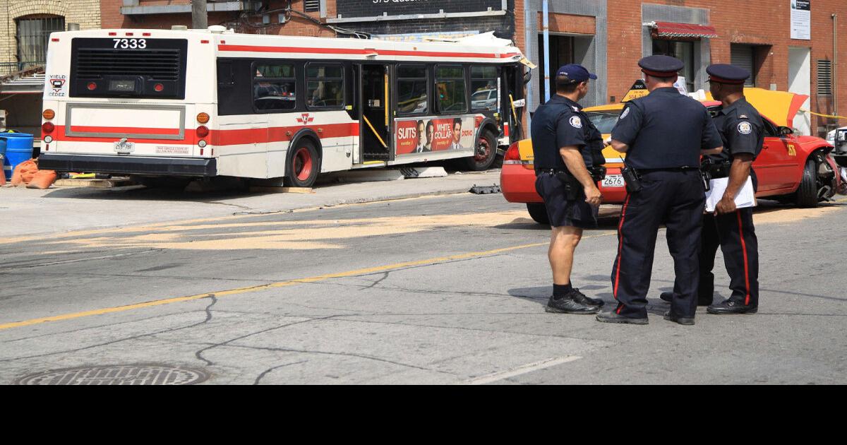 TTC bus crashes into building on Queen St. W., two injured