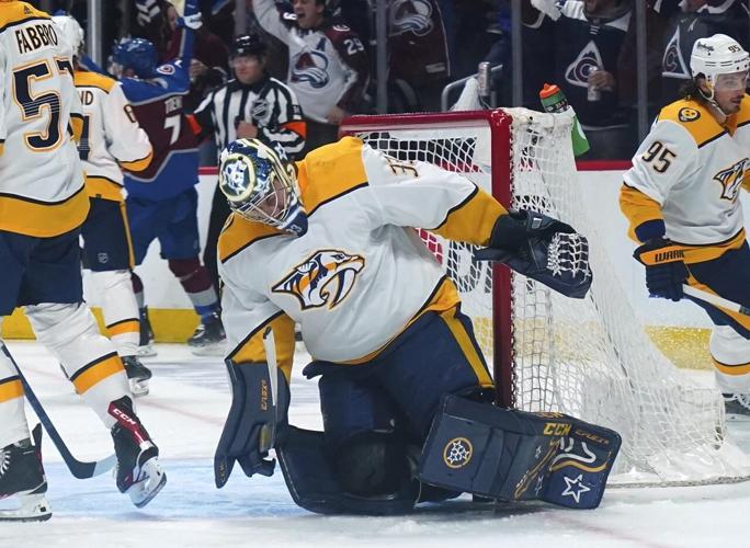 Avs erupt for 5 goals in 1st, beat Predators 7-2 in Game 1