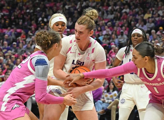 No. 6 LSU women pull away after slow start to beat Arkansas 92-70