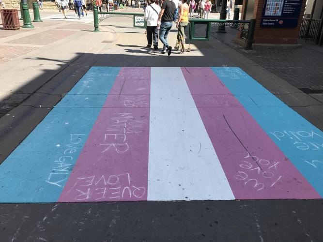 Calgary Pride flag crosswalk defaced again with violent message