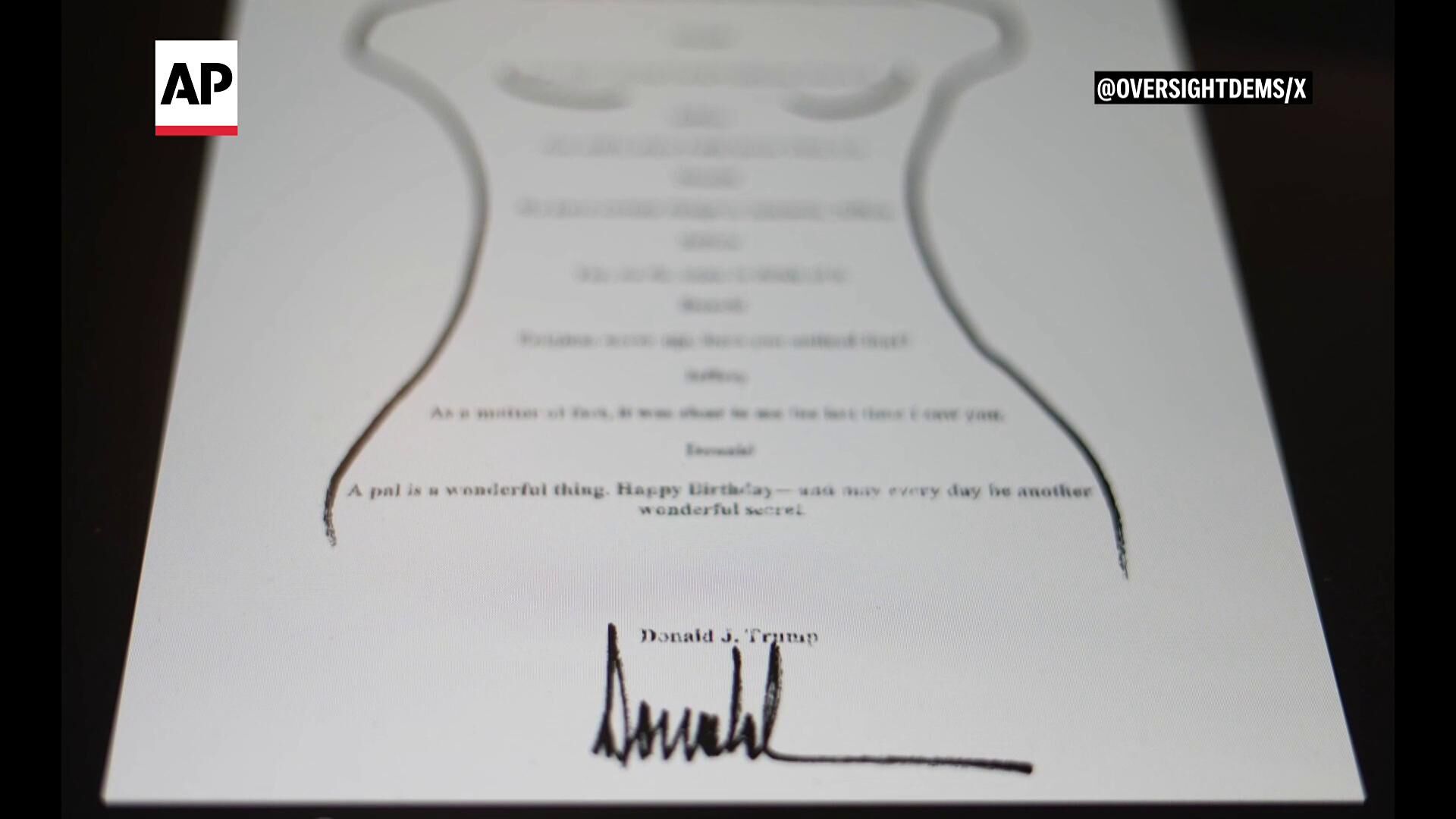 Trump note to Epstein that he denies writing is released by Congress