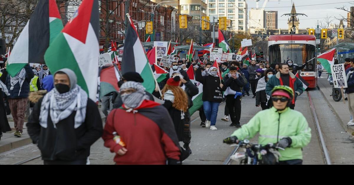Protesters in Toronto call for a Israel-Hamas war ceasefire