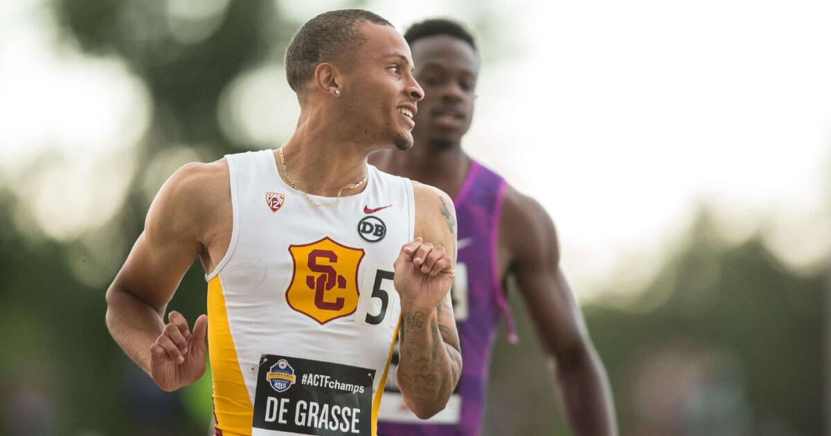 Canadian sprinter Andre De Grasse motivates teammates
