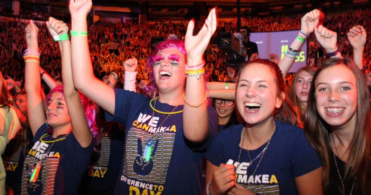 Students celebrate their fundraising accomplishments at We Day concert