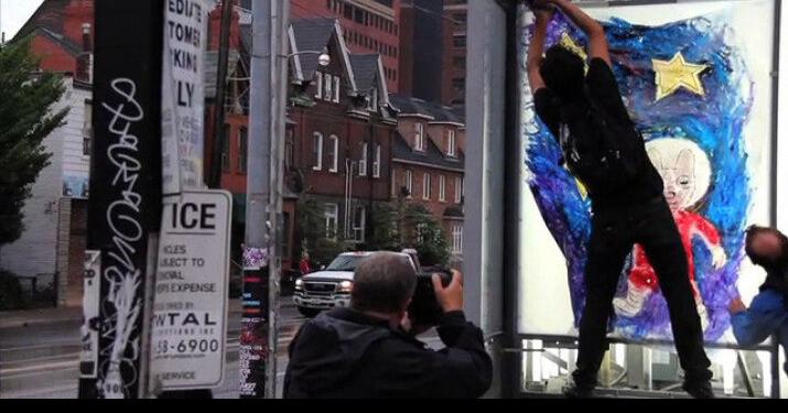 Guerilla action aims to turn advertising space into public space