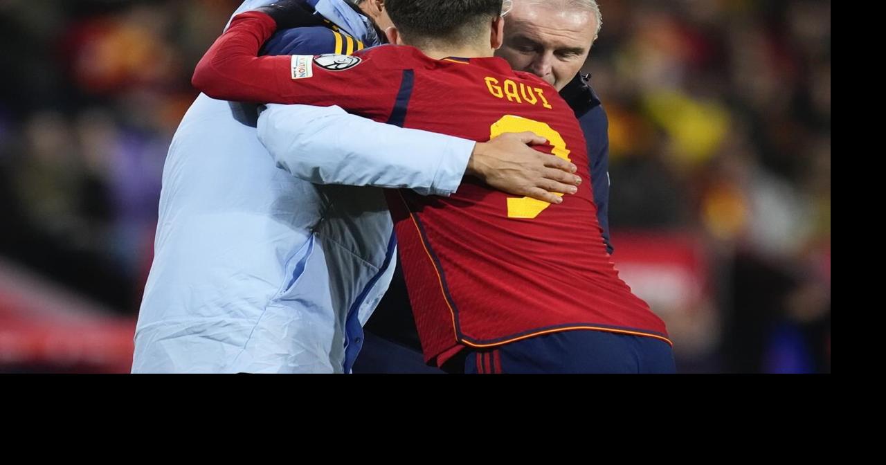 Spain midfielder Gavi leaves European qualifier in tears with knee injury