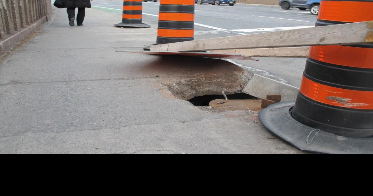 Hole in sidewalk lies in wait for unsuspecting pedestrians