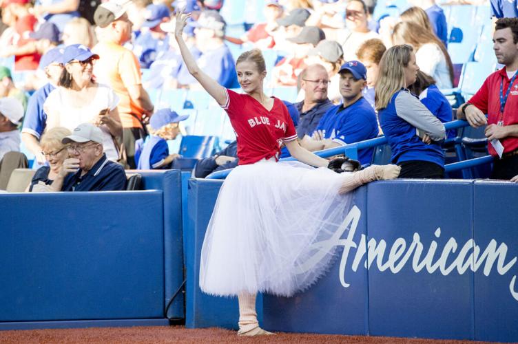 Heather Ogden plays ballet with the Blue Jays