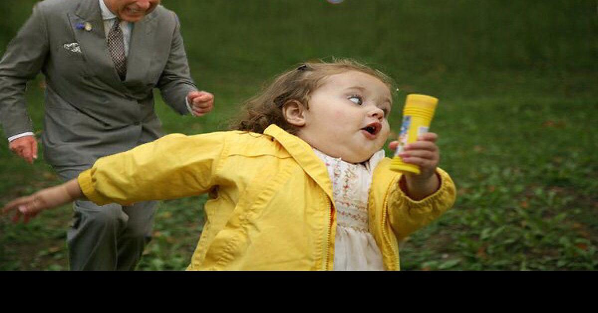 Is Prince Charles really chasing a chubby girl with bubbles?