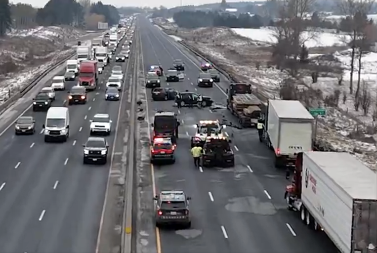 Northbound Highway 400 lanes closed in Bradford on Tuesday