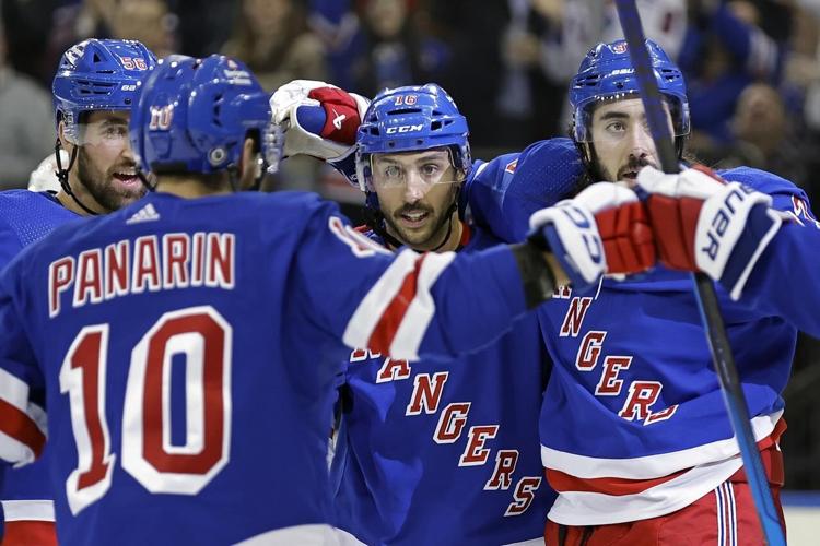 Trocheck scores twice as Rangers down Red Wings 5-3