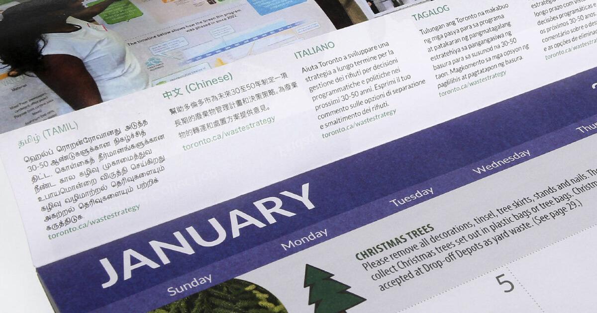 Toronto waste calendar trashes French