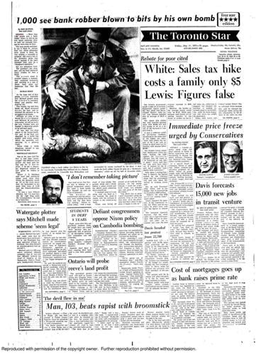 From the Archives: 1,000 see bank robber blown to bits