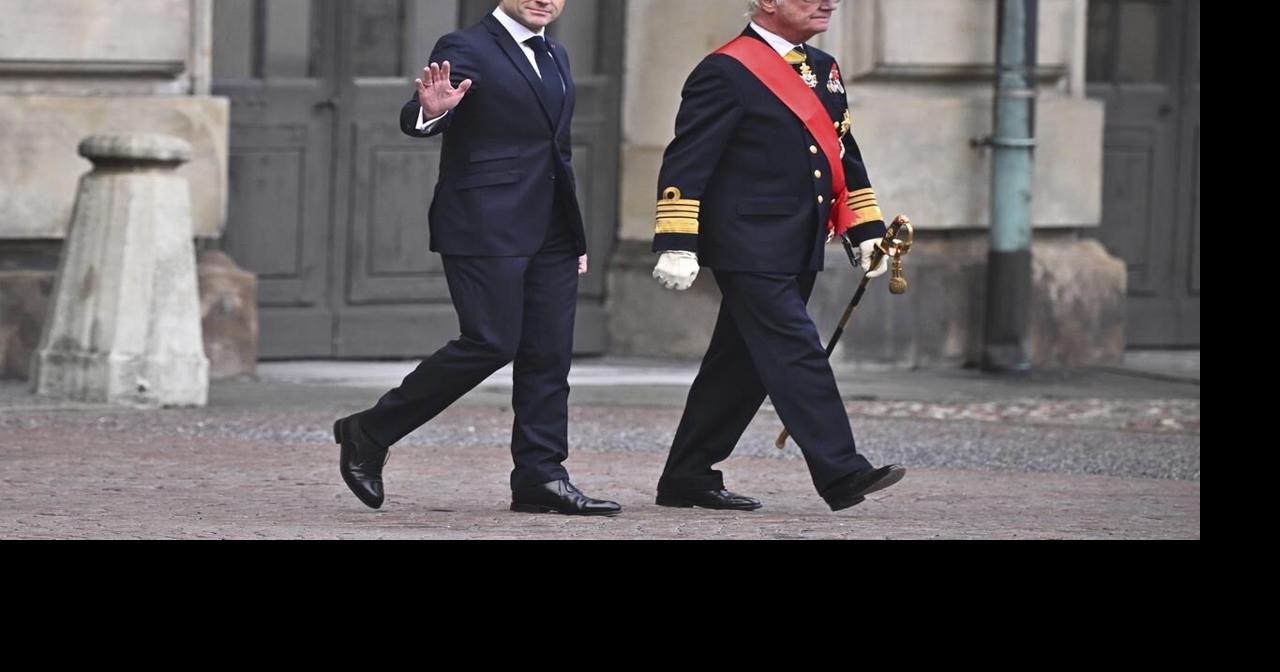 France's Macron gets a ceremonial welcome in Sweden at the start of a 2 ...