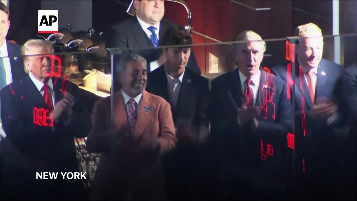 Donald Trump arrives at Game 3 of the NBA Finals in New York