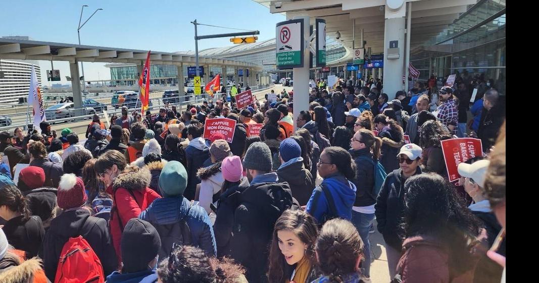 PSAC strike at Pearson Airport draws hundreds of protesters