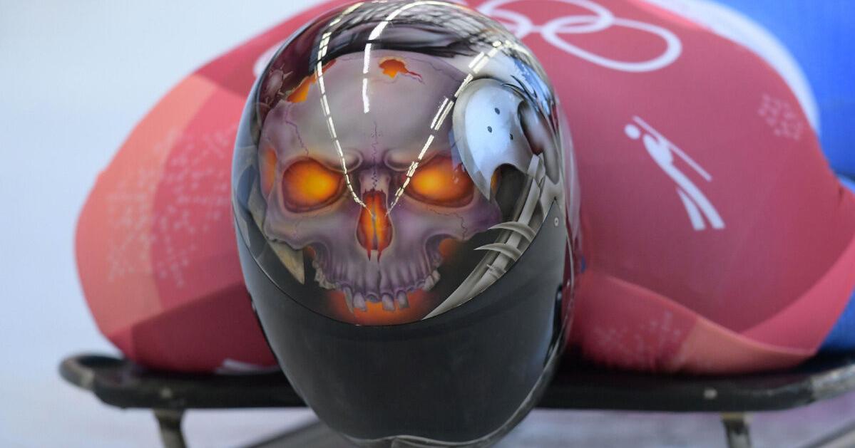 Olympic skeleton competitors show personality in their helmets