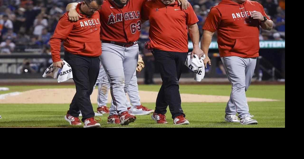 Angels starter Chase Silseth taken to hospital after getting hit by throw