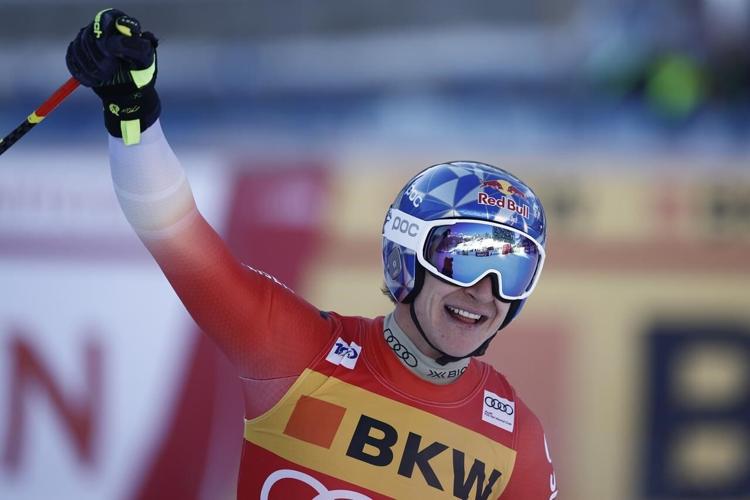 Ski star Marco Odermatt finally gets a first World Cup downhill win by ...