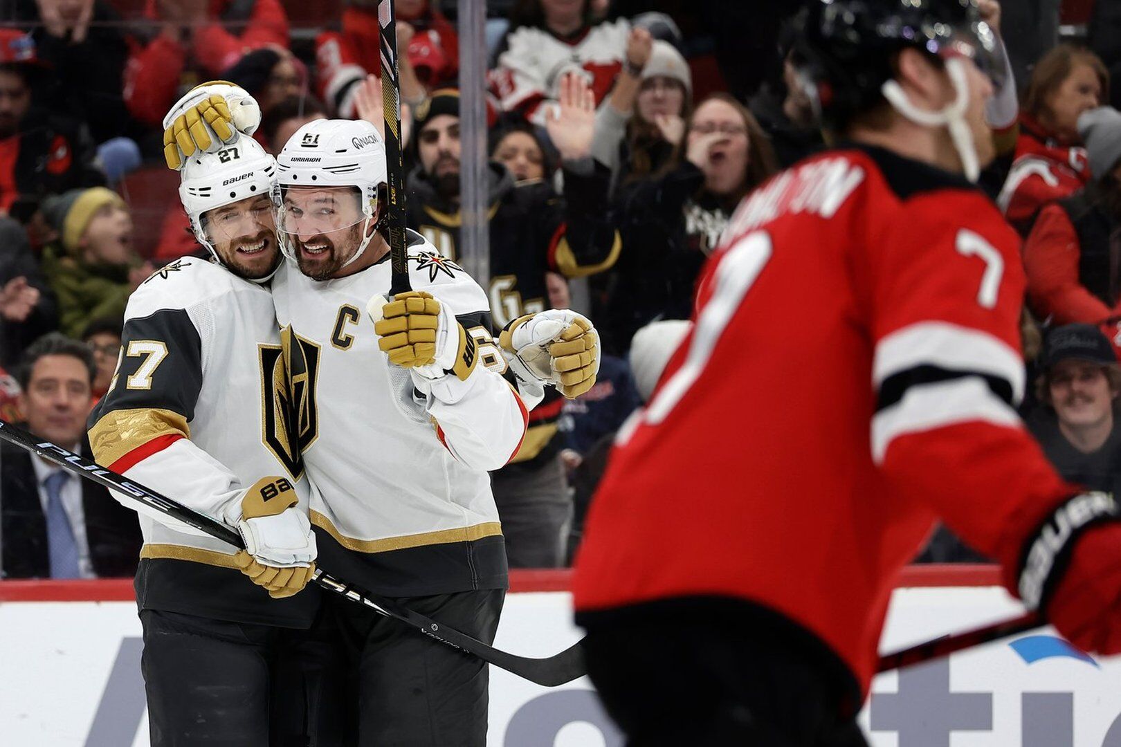 Theodore has goal and assist, Schmid gets shutout as Golden Knights beat Devils 3-0