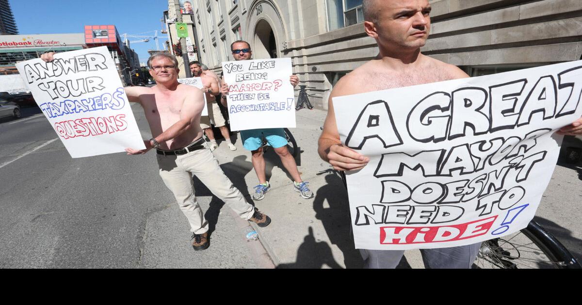Shirtless protesters inspired by jogger demand Rob Ford’s resignation