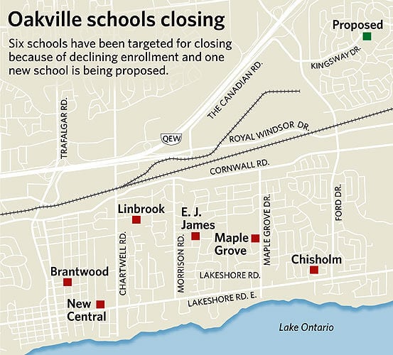 Four Oakville schools to close, one to open