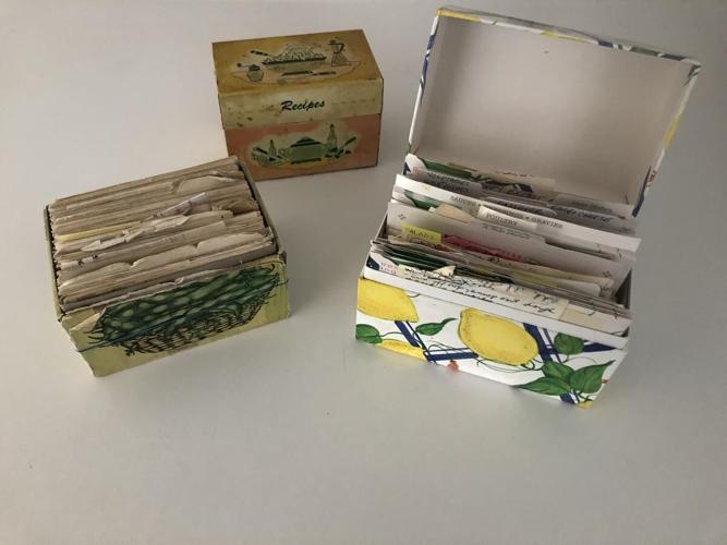 Pecan meringue pie, mandel bread.... a phallic cake? I opened mom’s old ...