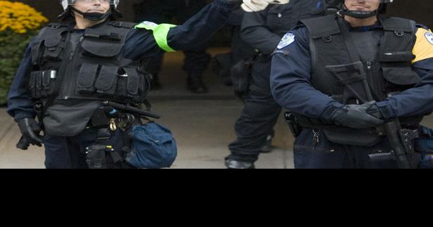 Police fend off protesters at Bush speech in Montreal