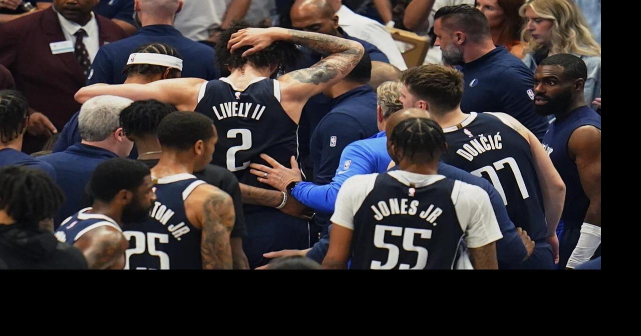 Mavs rookie Dereck Lively II leaves Game 3 of West finals after taking ...