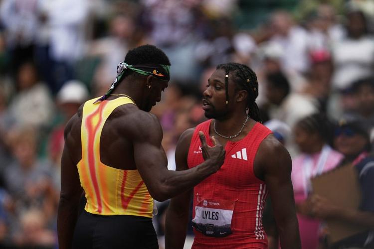 Bad blood. Lyles shoved by Bednarek after his win in 200 meters at US ...