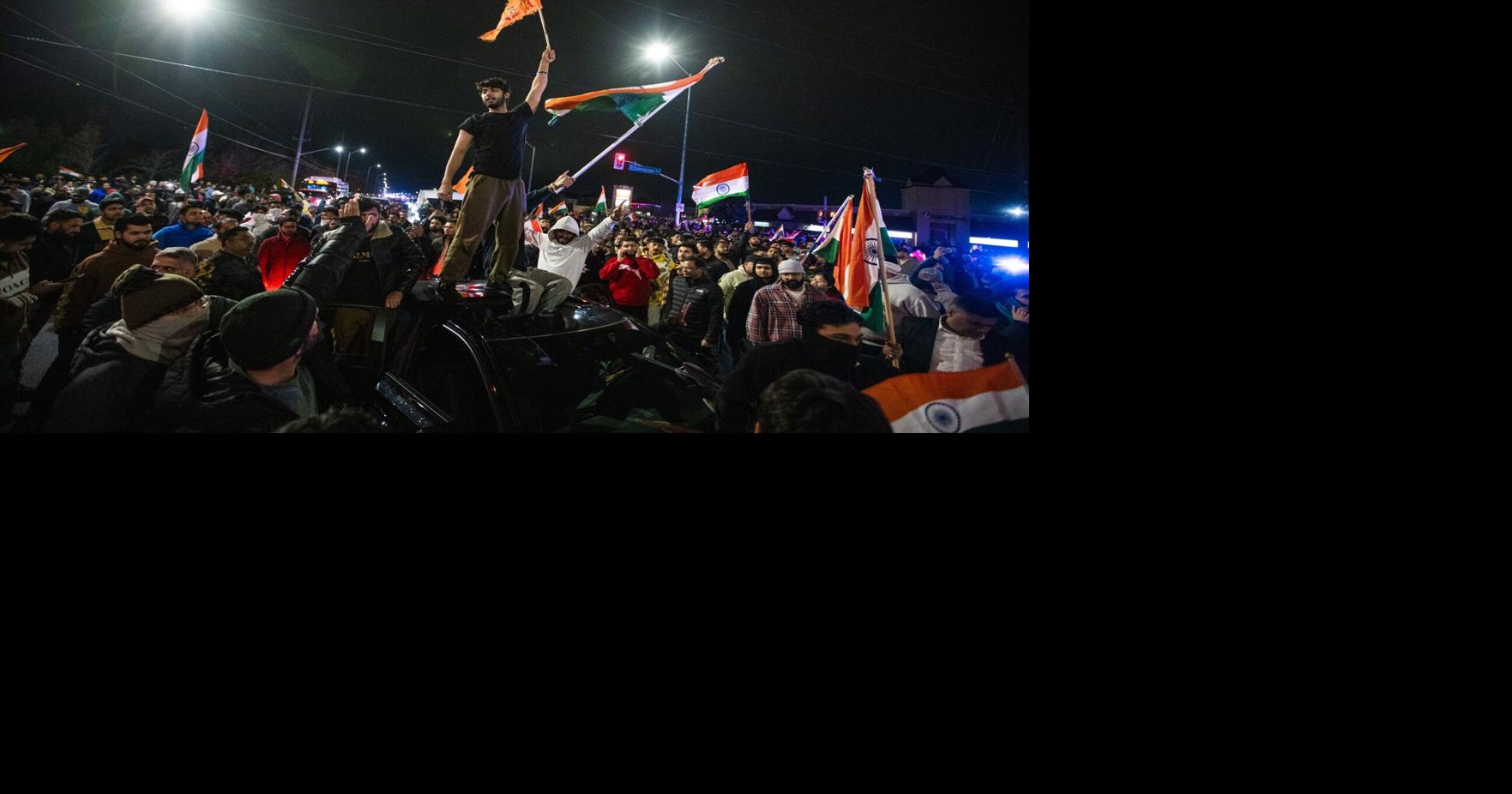 Tempers flare at protest Monday after violence outside Hindu temple in ...