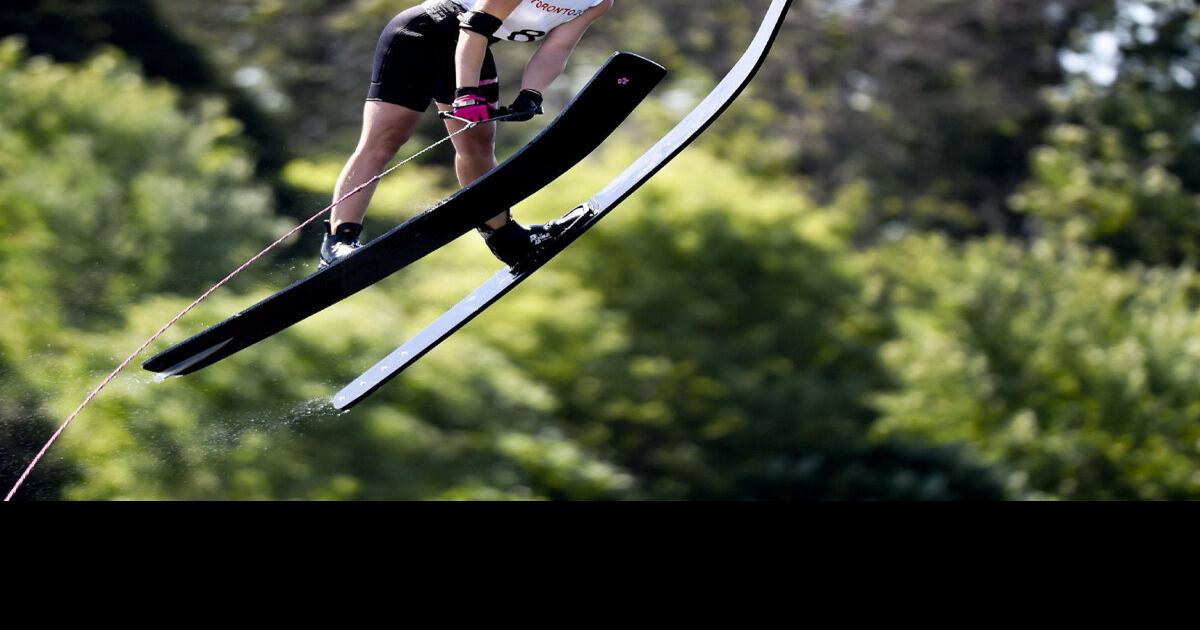 Champion water skier Whitney McClintock goes duct-tape pink