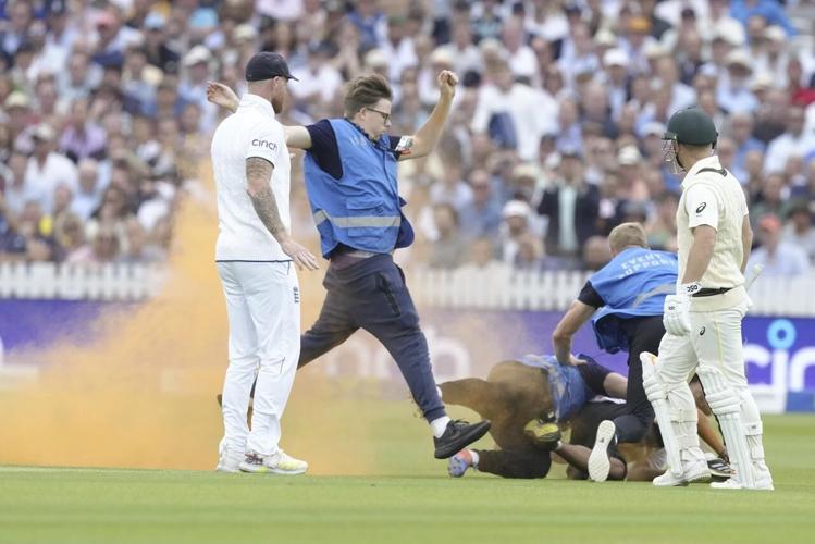 Just Stop Oil protesters briefly disrupt Ashes cricket test between ...