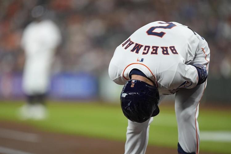 Astros third baseman Bregman scratched with sore hand a day after being ...