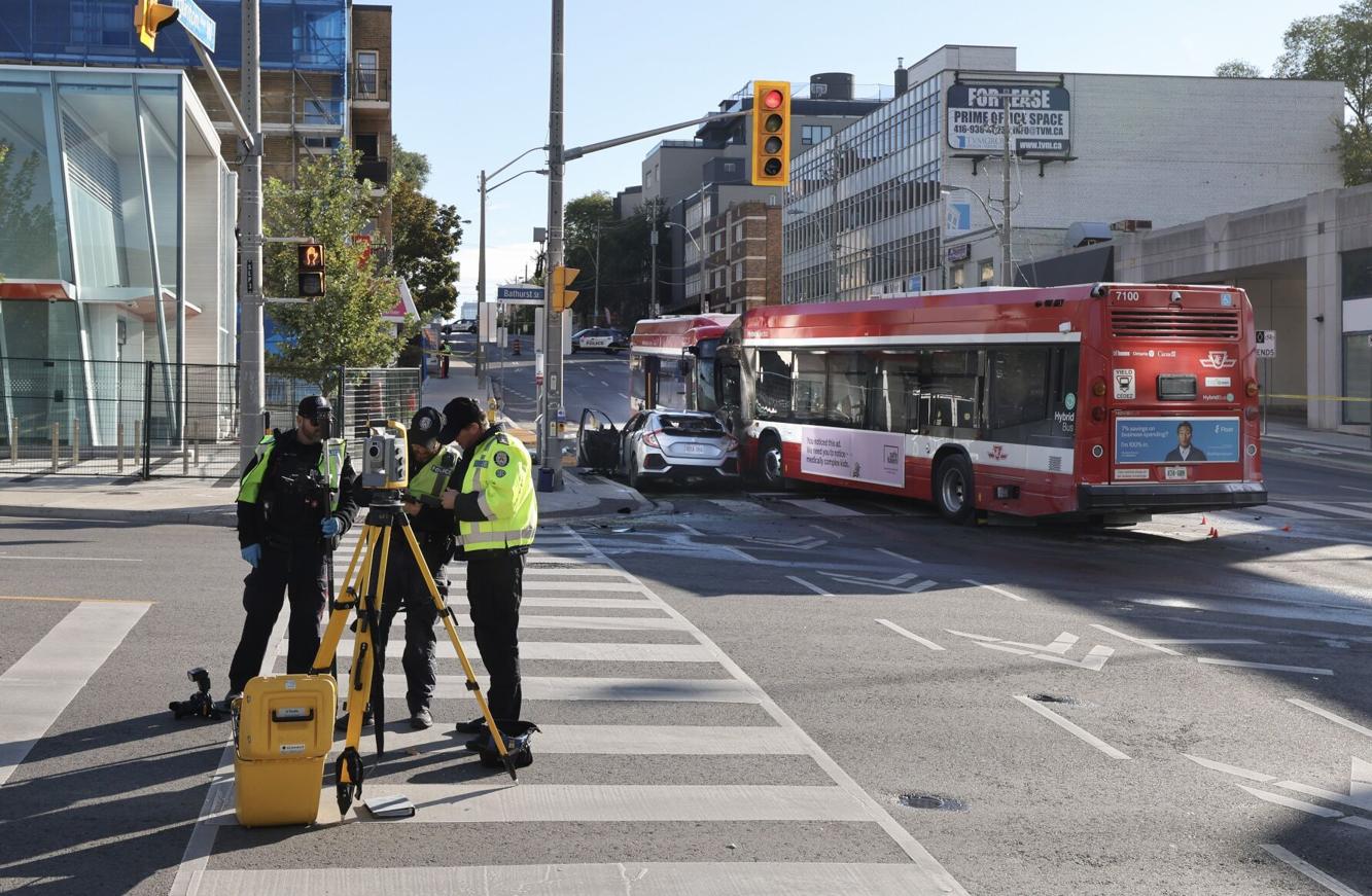 Crash involving car and 2 TTC buses near Forest Hill