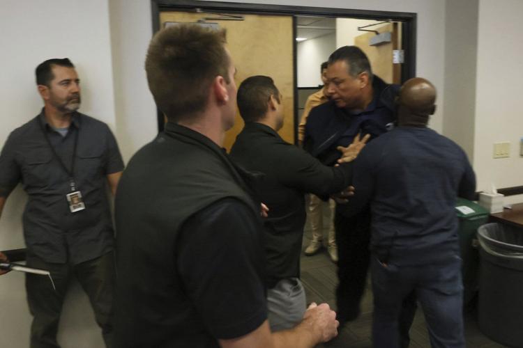 Sen. Padilla is forcefully removed from Noem's news conference on ...