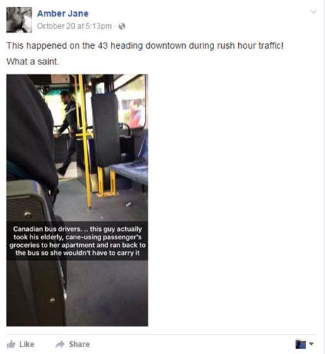 Winnipeg bus driver carries senior’s groceries to her front door