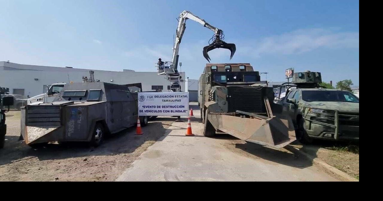 Mexican authorities destroy 14 homemade armored cars used by drug cartels