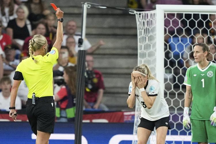Germany's Kathrin Hendrich red-carded for hair-pulling in Euro 2025 ...