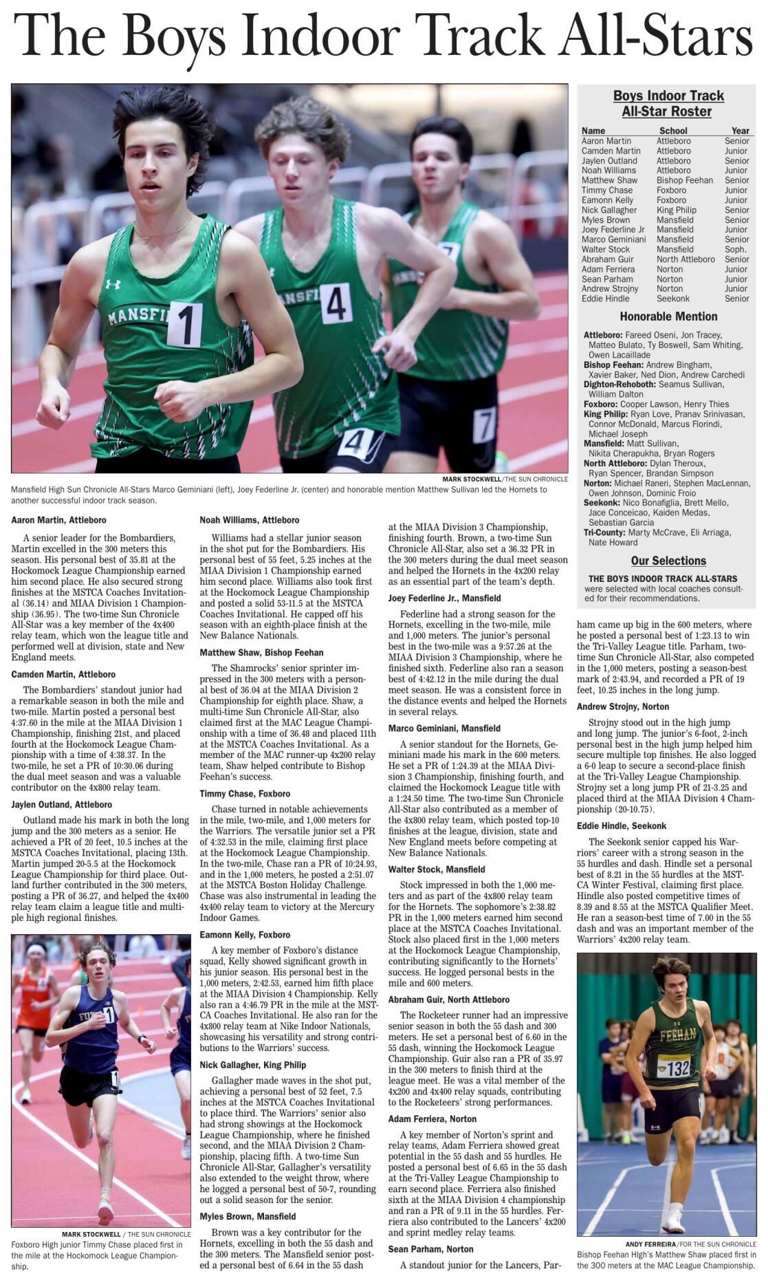 The 2024-25 Sun Chronicle Boys Indoor Track All-Stars ...