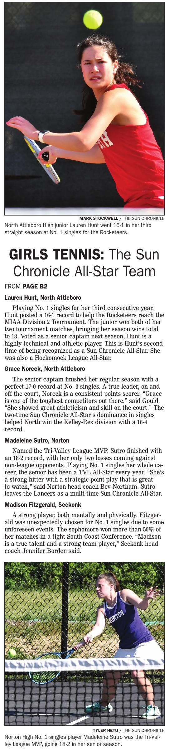 The Sun Chronicle Girls Tennis All-Stars Page 2 | | thesunchronicle.com