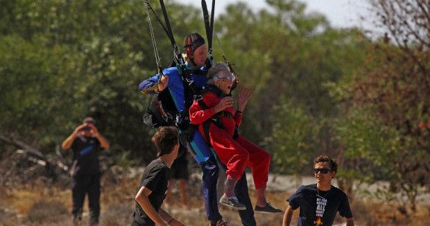 South African centenarian celebrates birthday with a skydive, shark ...