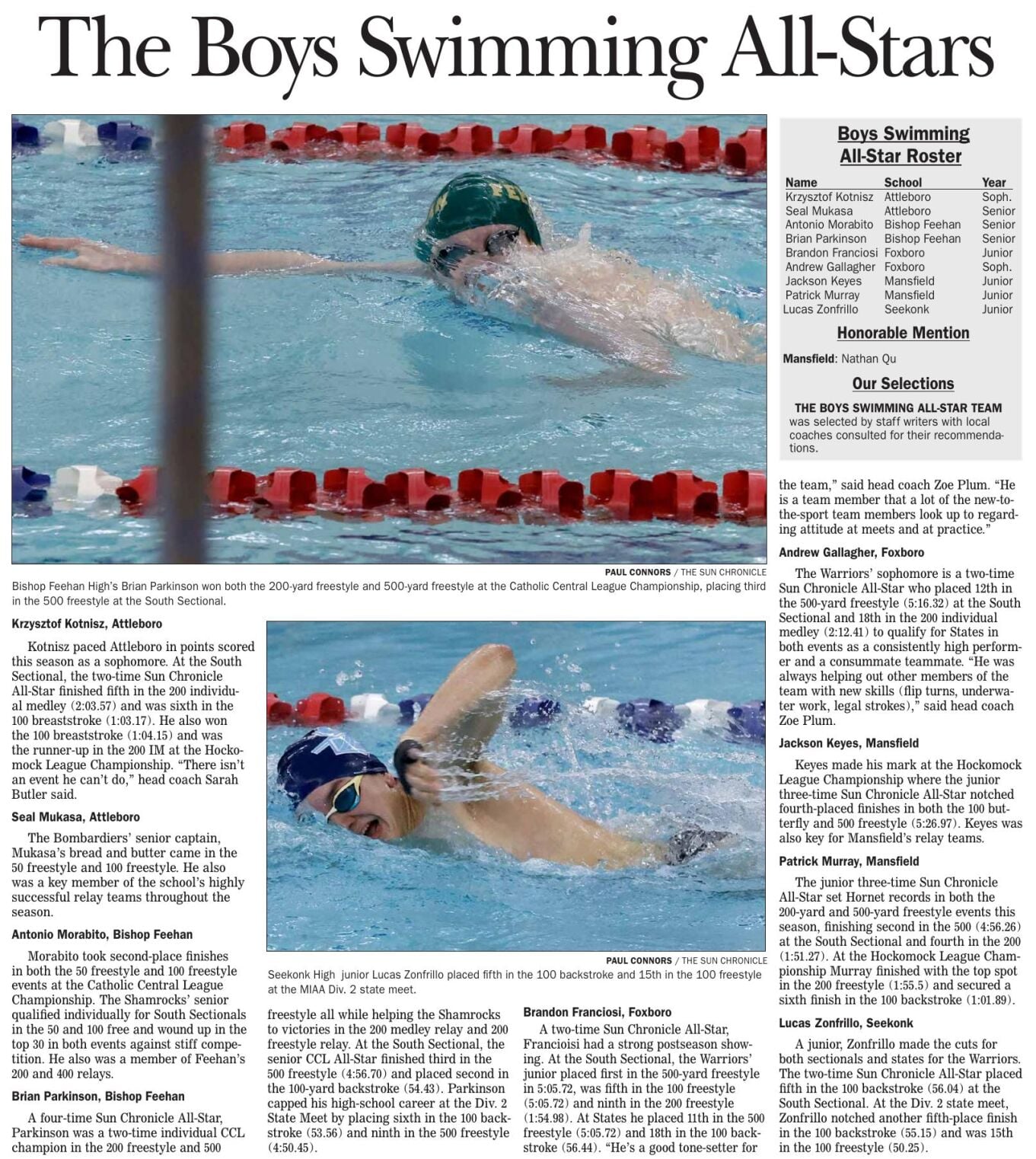 The 2025-26 Sun Chronicle Boys Swimming All-Stars | | thesunchronicle.com