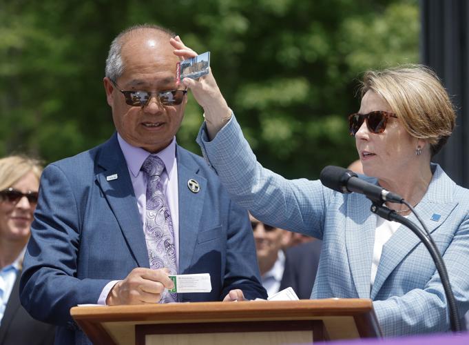 Healey, Kraft celebrate completion of upgrades to Foxboro commuter rail ...