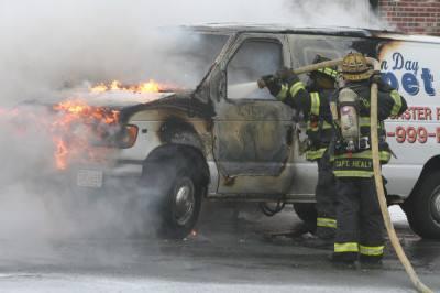 Minutes apart, rollover, truck fire keep Foxboro firefighters busy ...