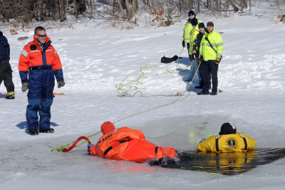 Plainville, Foxboro and Wrentham fire departments conduct ice rescue ...