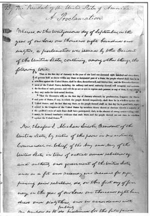 Emancipation Proclamation sets higher Civil War priority: Liberty ...